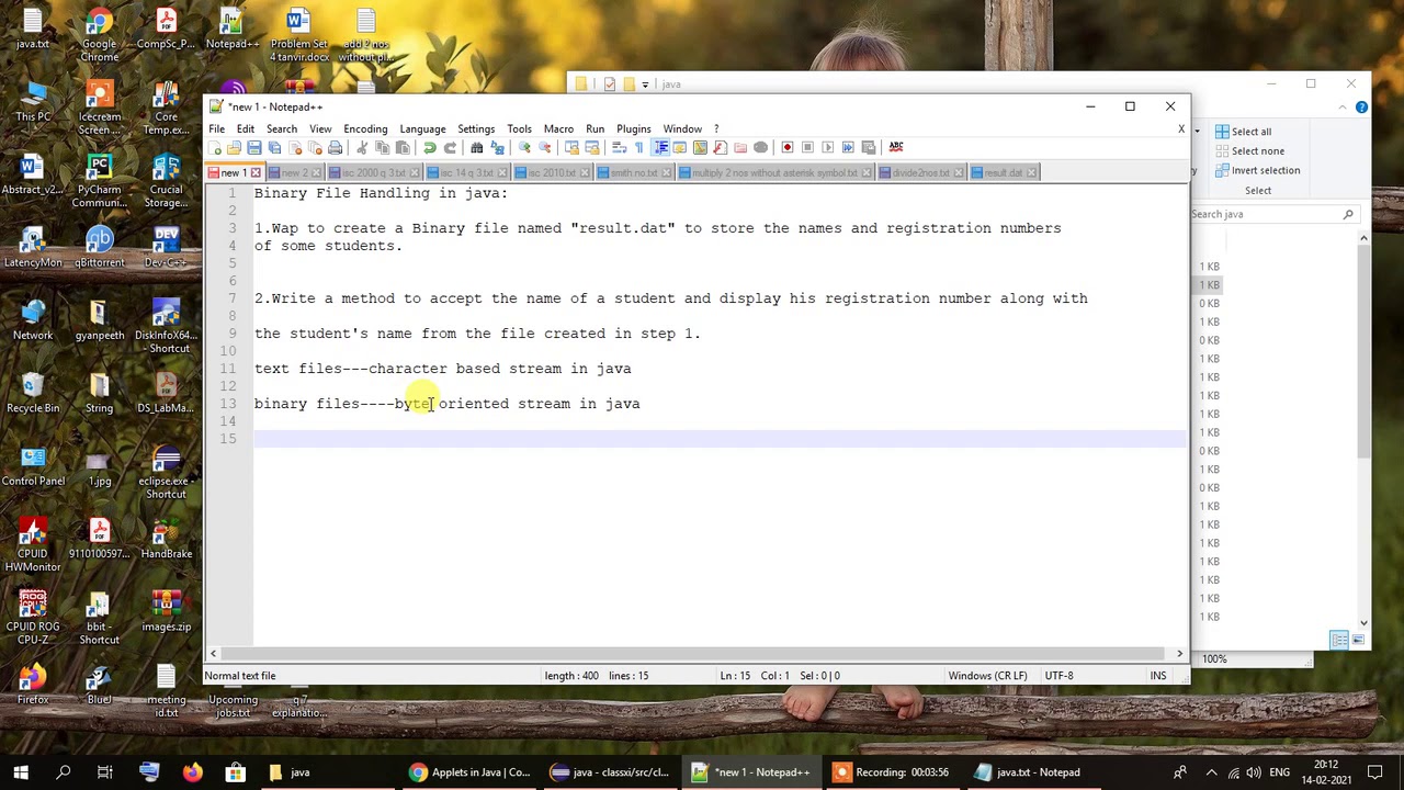 Java program to create a Binary File