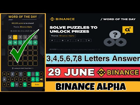 Binance Word of the Day Answer Today 29 June | 6 Letter Binance Word of the Day Answer