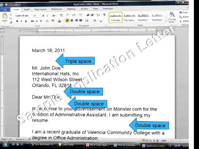 Modified Block Format Letter