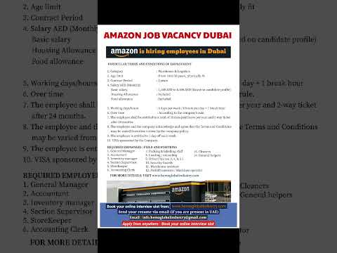 AMAZON JOB VACANCIES IN DUBAI #jobsindubai #jobsinuae #dubaijobs #uaejobs #shorts #jobseekers
