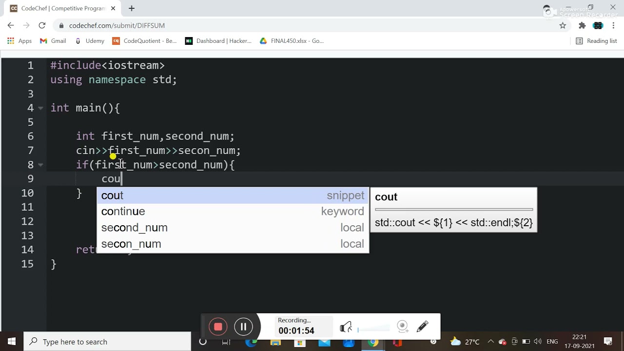 SUM OR DIFFERENCE (DIFFSUM) - CODECHEF SOLUTION IN C++ || C++ TUTORIAL FOR BEGINNER