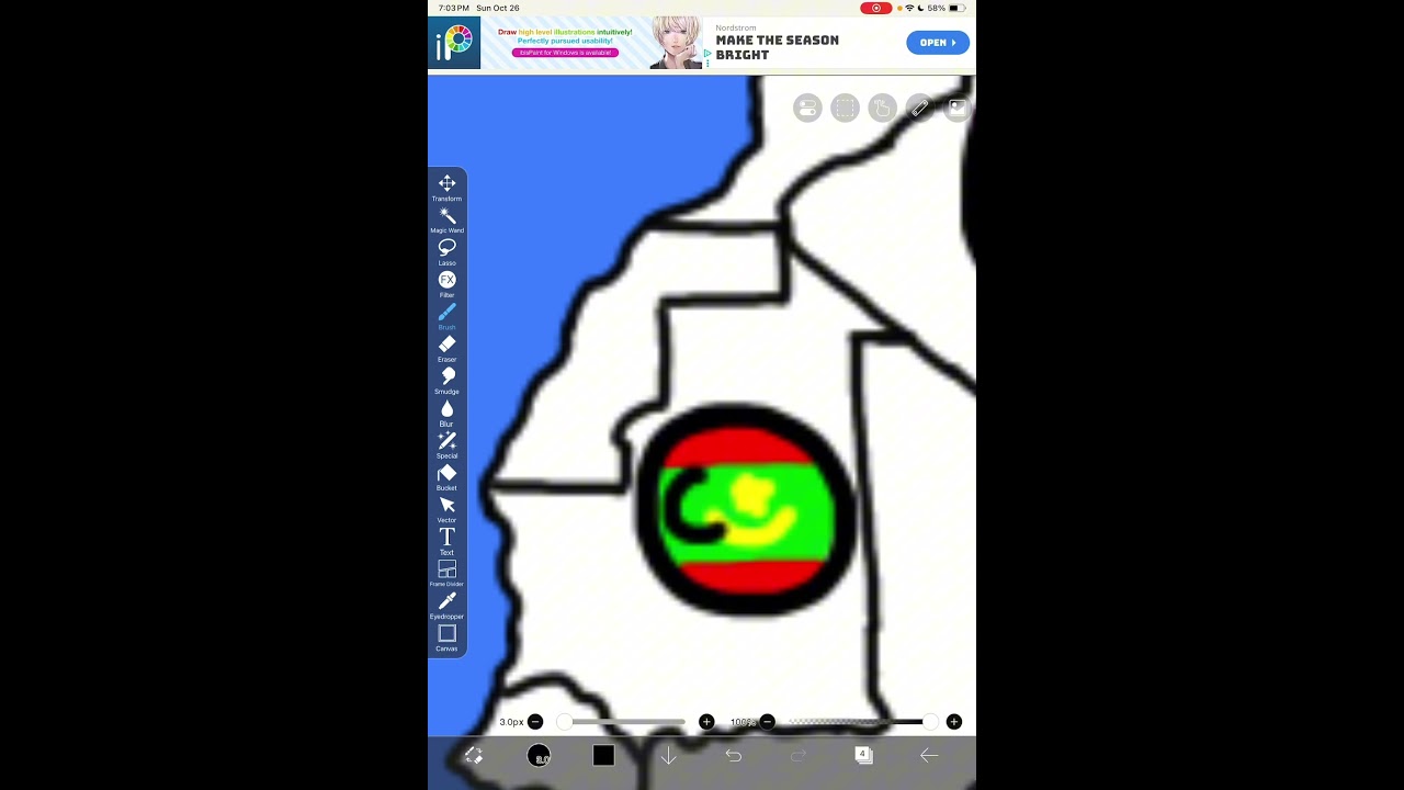 Drawing a countryball on a map day 17. #countries #country #countryballs #countryball #drawing #art