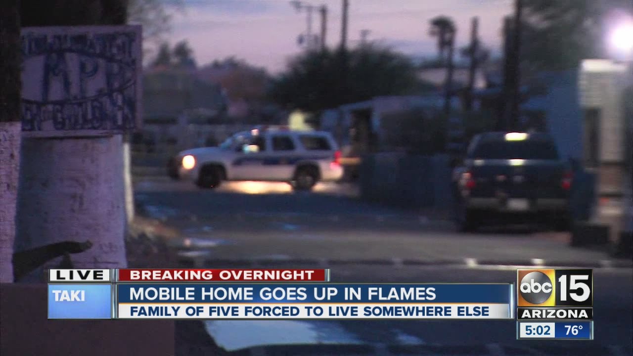 Mobile home destroyed in overnight fire in Phoenix