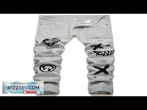 Men's Cartoon Letter Print Ripped Straight Leg Jeans SHEIN USA Review