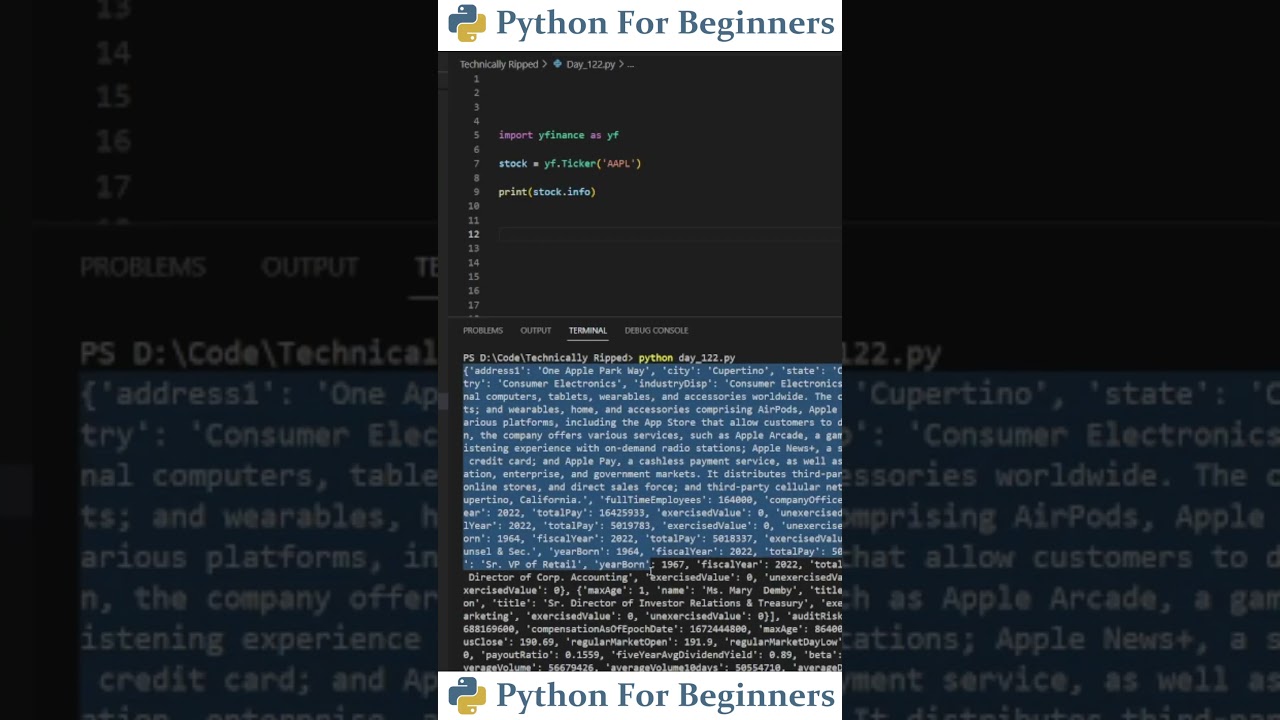 Get Public Company Stock Data With Python | Python Tutorial