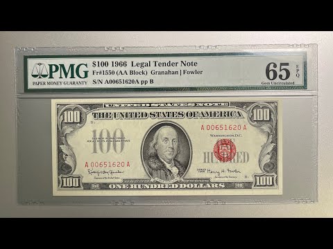 1966 $100 Legal Tender Note ~ Red Seal
