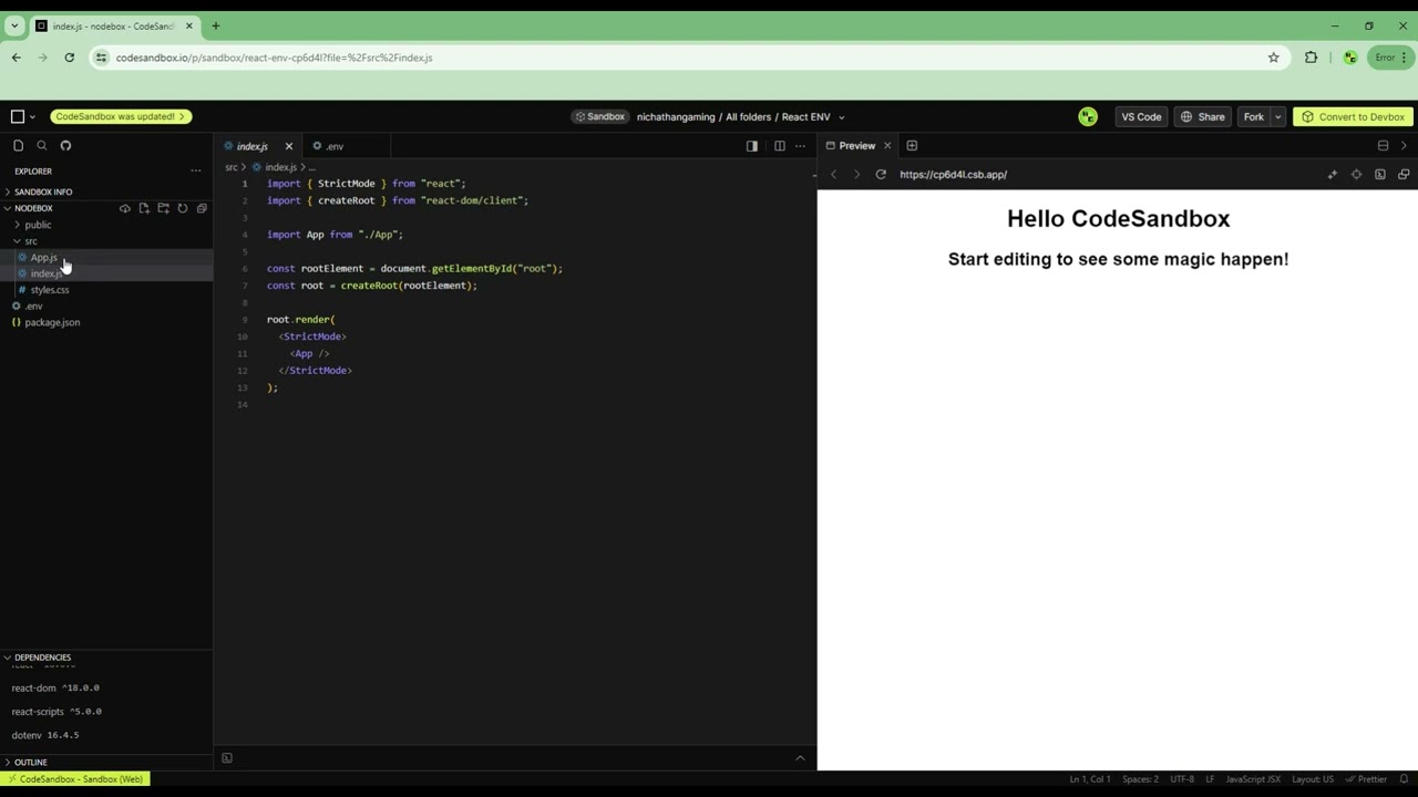 How to use React ENV