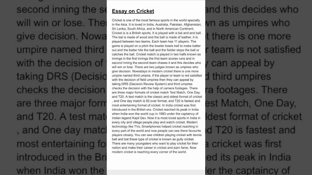 Essay on Cricket #essay #cricket #english