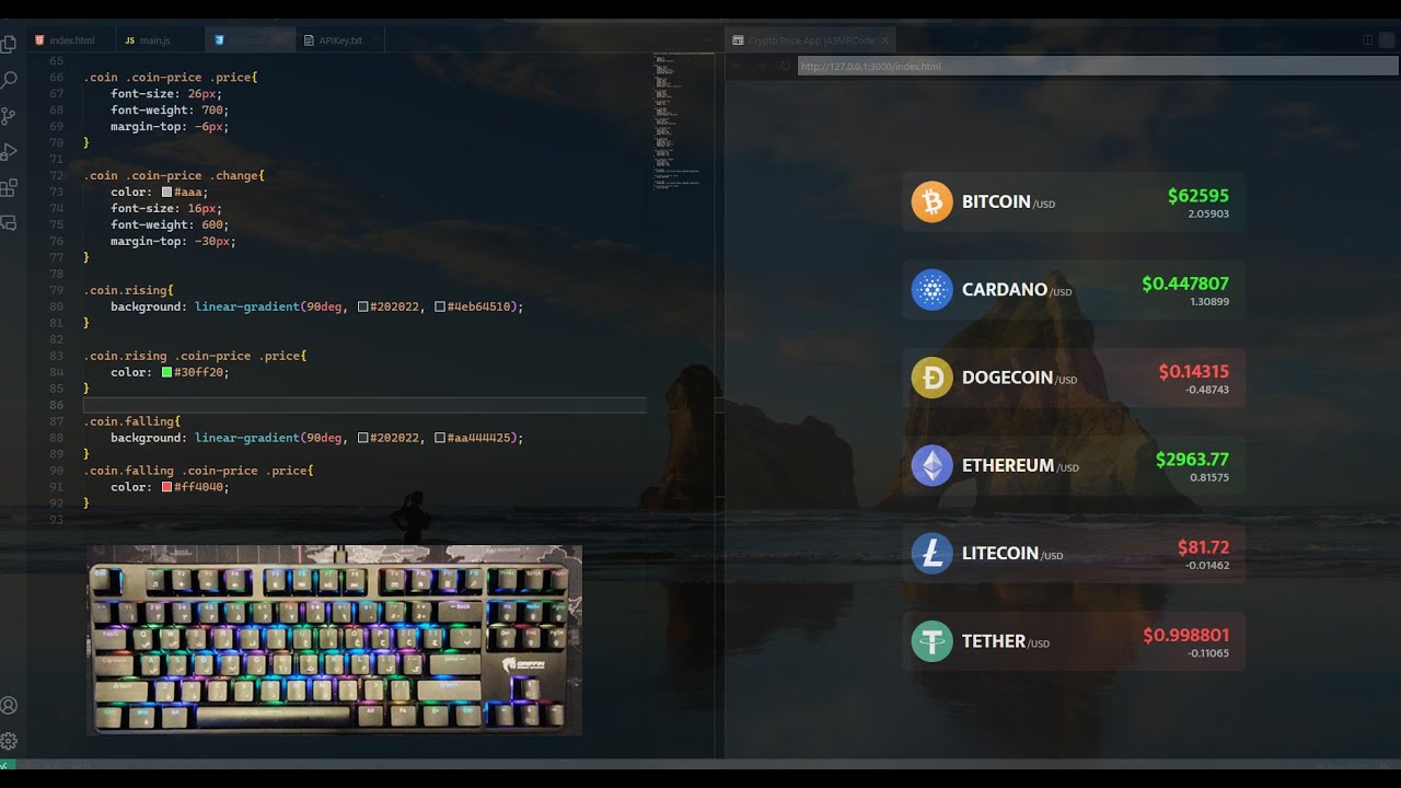 ASMR Programming - Realtime Crypto Price APP - No Talking