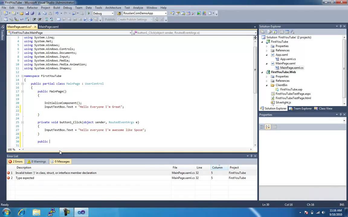 Silverlight 4 Tutorial 3   Programming Basics Part 1