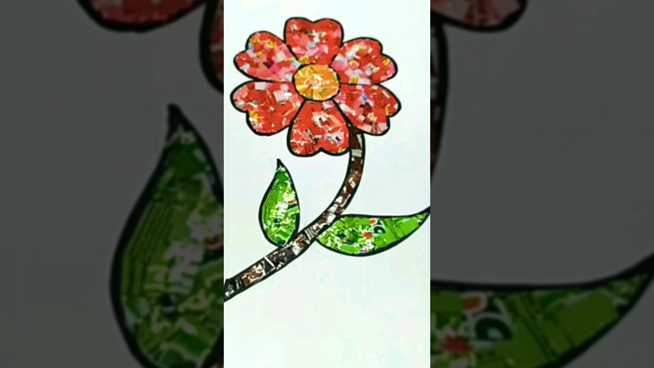 Cara membuat Kolase dari sampah | kolase daur ulang tugas P5 | kolase bunga dari sampah plastik