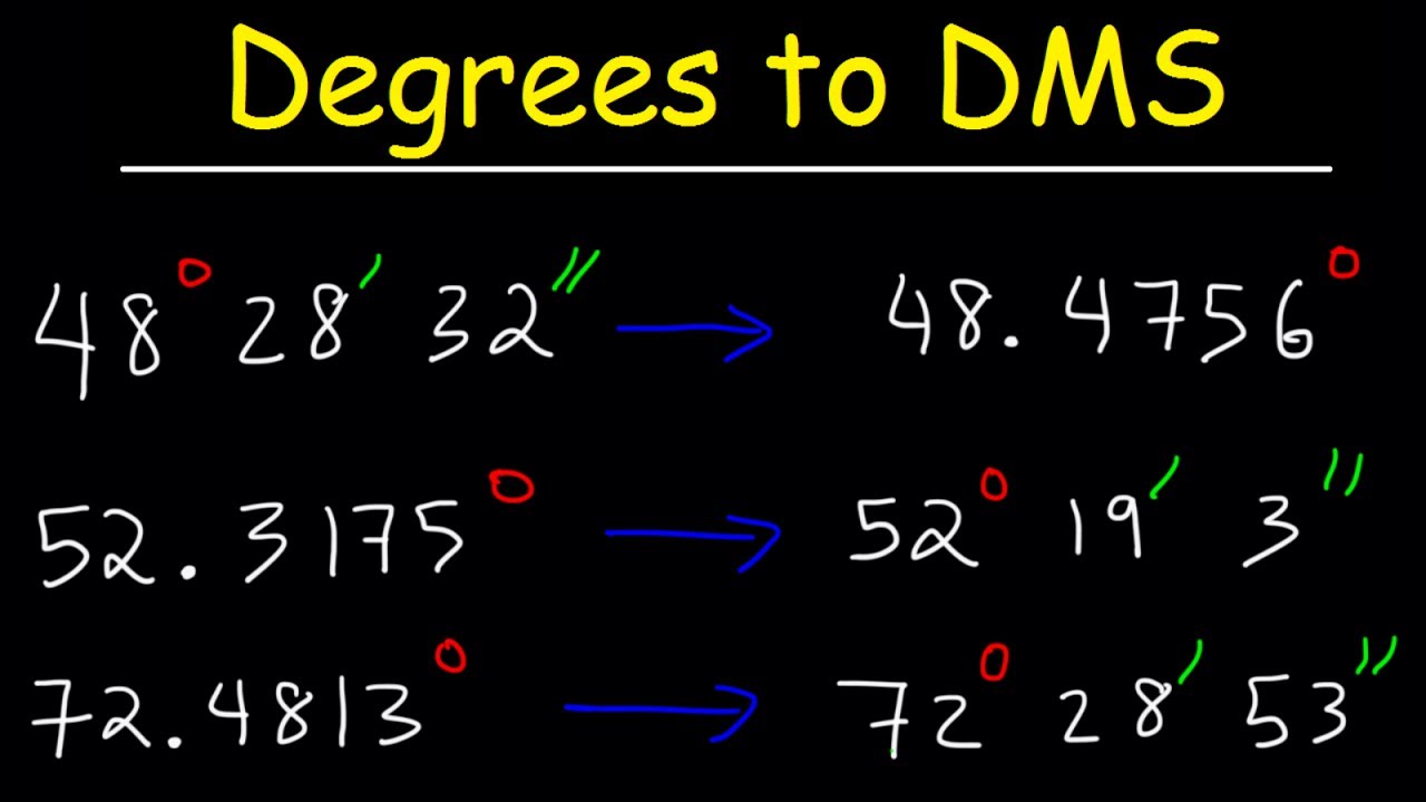 Decimal Degrees to DMS Formula -  Converting Degrees Minutes and Seconds to Decimal - Trigonometry