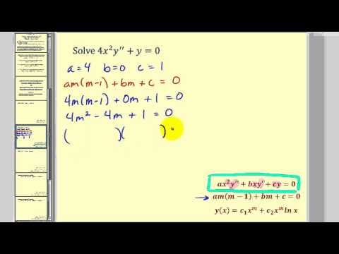 General Solution to a Second Order Homogeneous Cauchy-Euler Equation ...