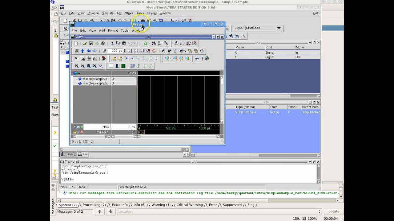 Quartus II Simulation using ModelSim with Forced inputs