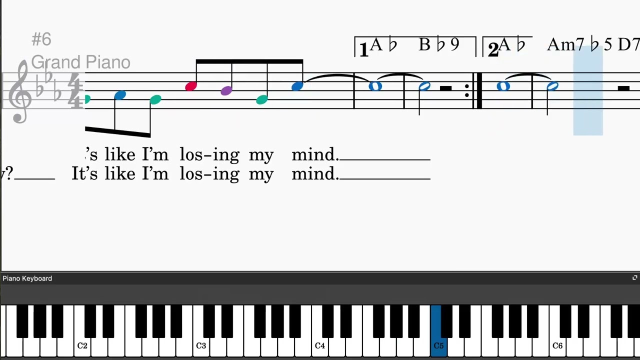 Losing My Mind by Stephen Sondheim - Easy piano tutorials with leadsheet and chords