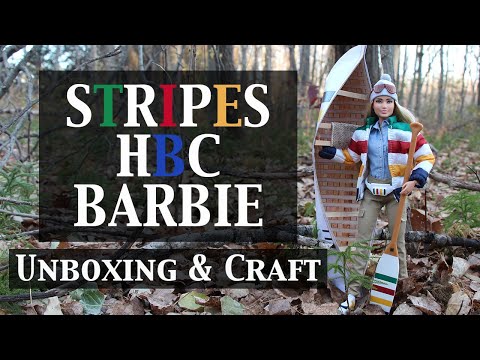 Unboxing & Craft: NEW Barbie Signature 350th Anniversary HBC Stripes Barbie Doll & Miniature Canoe