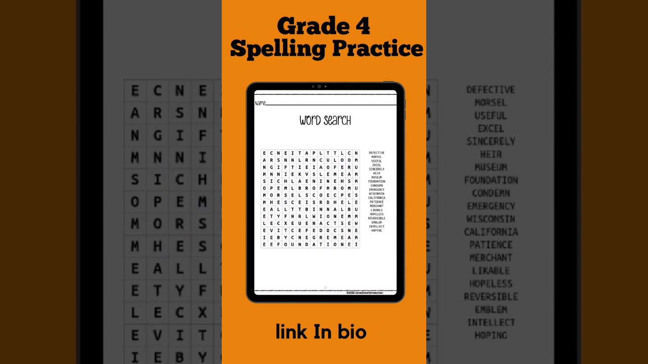 Grade 4 Spelling Practice Printables