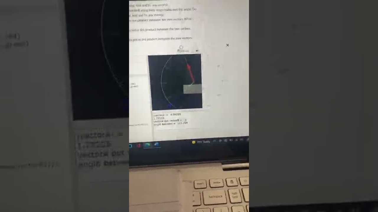 Angle between two vectors with VPython
