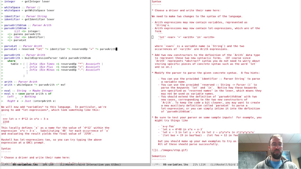 Parser combinator example