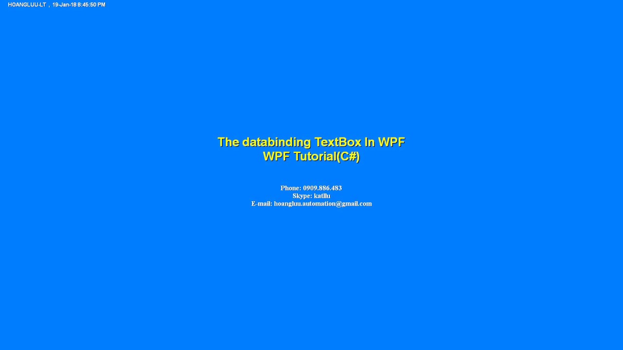 WPF Tutorial: The DataBinding TextBox, Label In WPF Sample