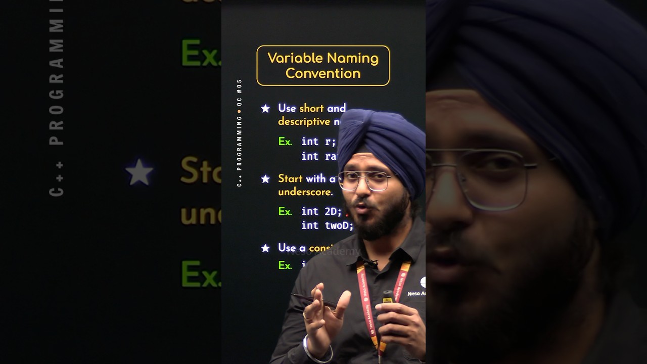 Variable Naming Convention in C++ #CPlusPlus #NesoAcademy #QuickConcepts