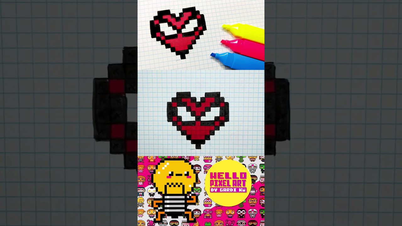 How to draw Spiderman heart 🌈🌈🌈 #pixelart