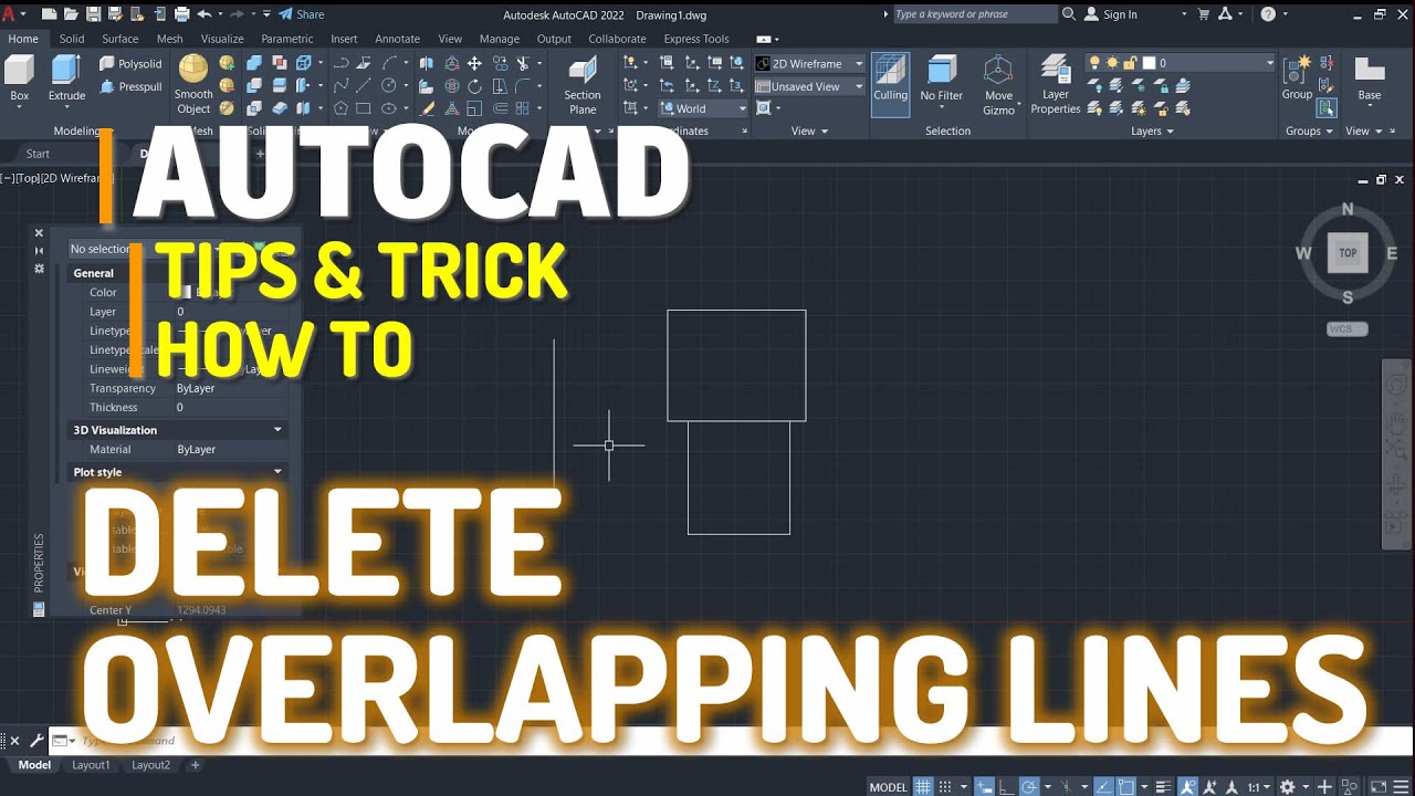 Autocad How To Delete Overlapping Lines Tutorial