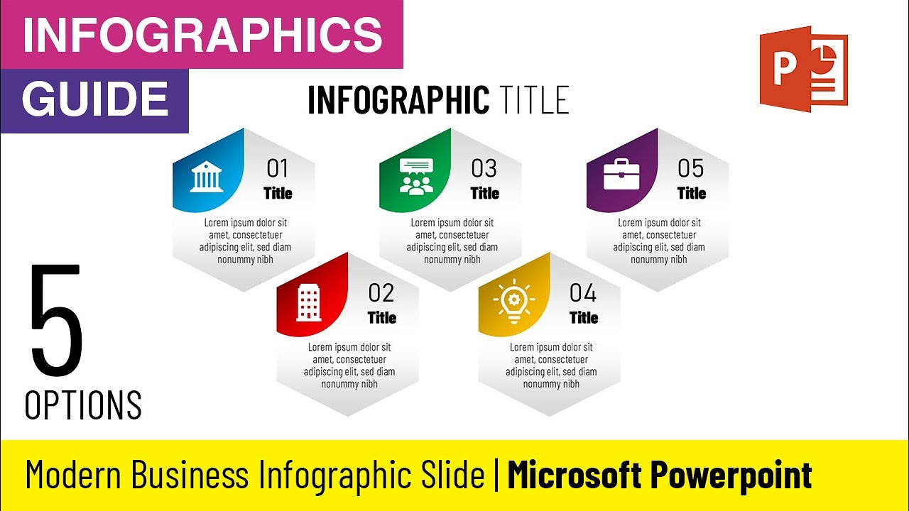How to Create Modern Business Infographic Template with 5 options Slide in PPT