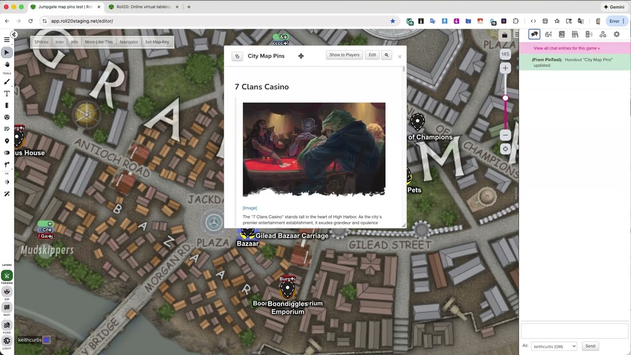 PIntool a Map Pin Utility Script for Roll20