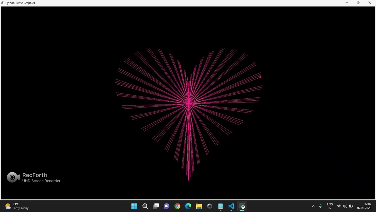 Heart Graphics in Python @pythoncodes @vscode @python @sktech. Python #4