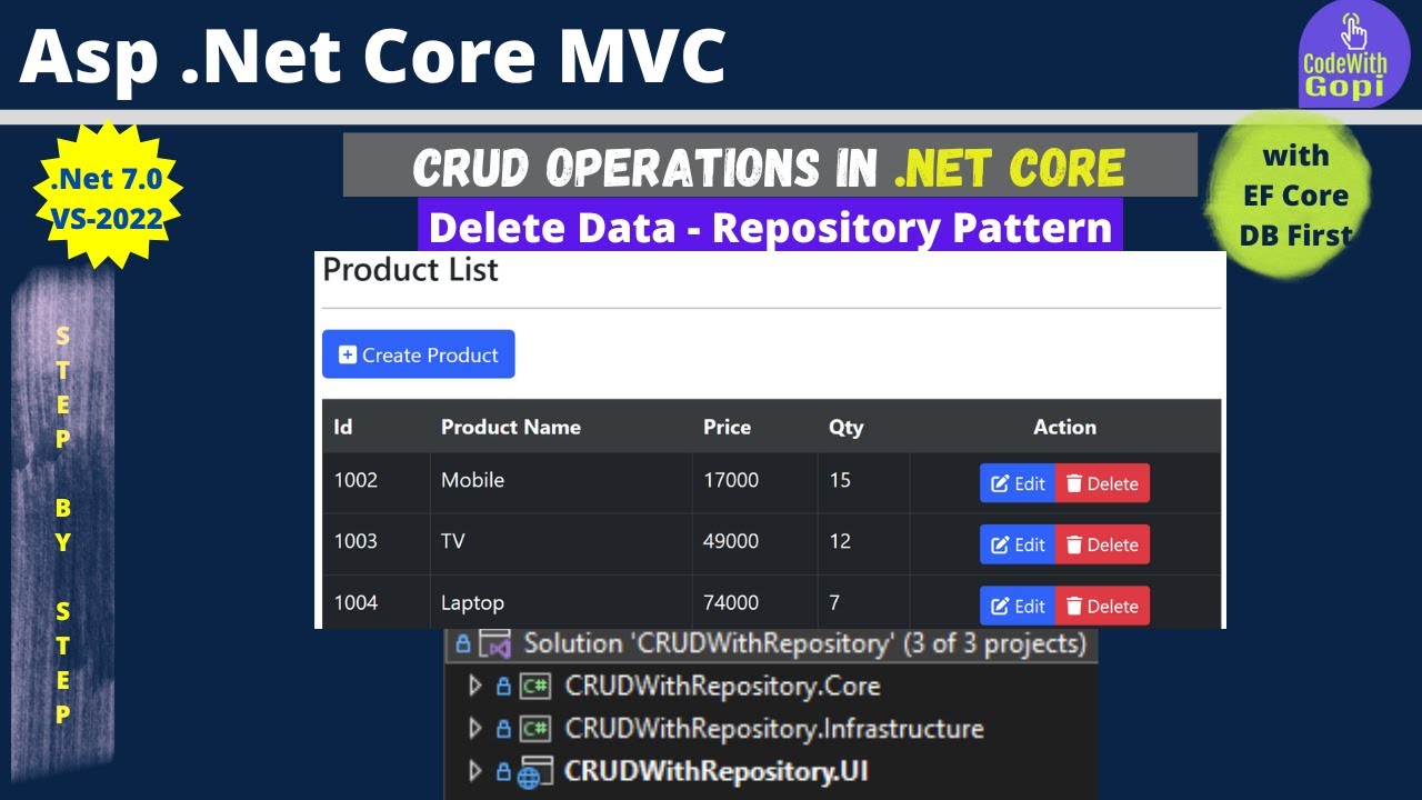 🚀 Creating a .NET Core Web App with Repository Pattern for CRUD Operations | Delete Data Tutorial