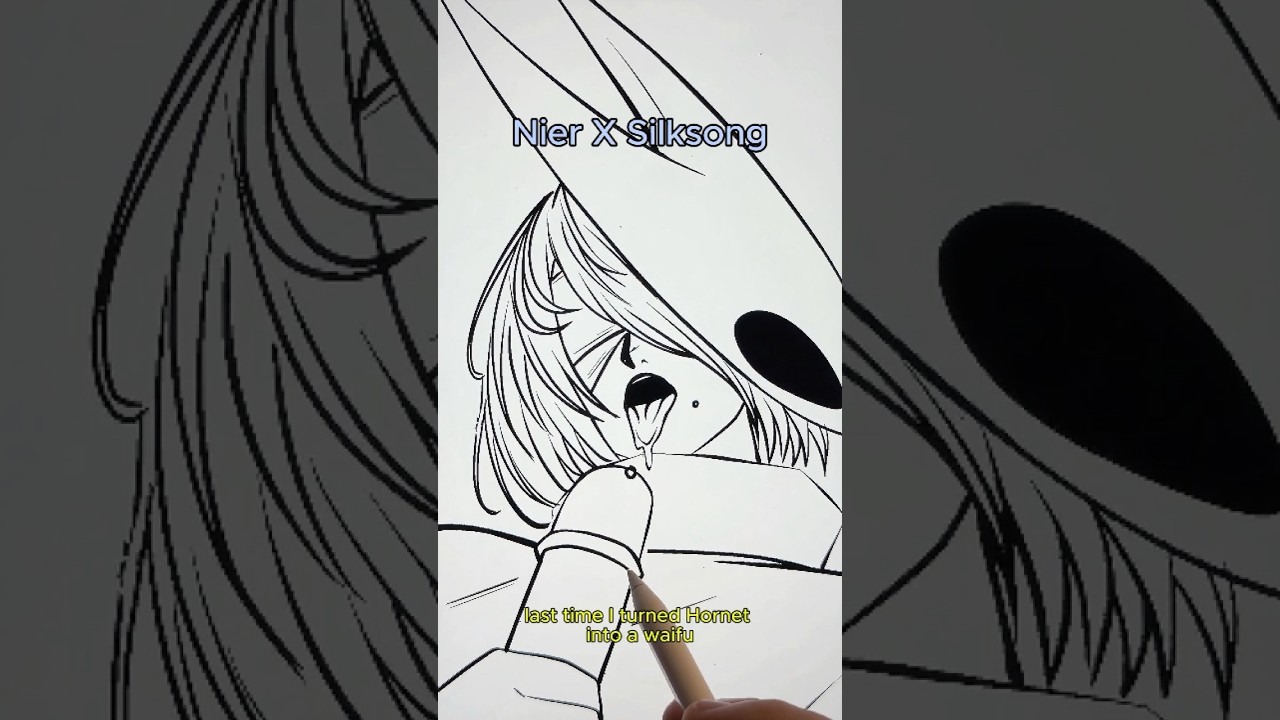 drawing 2B as Hornet | Nier Automata x Hollow Knight: Silksong