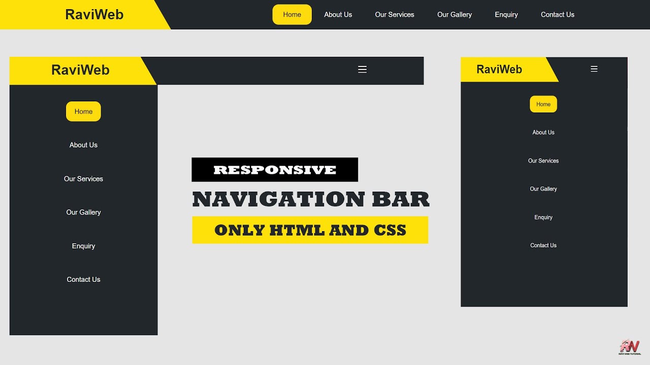 How To Create Responsive Navigation Bar Design Only HTML & CSS || Responsive Navbar Tutorial