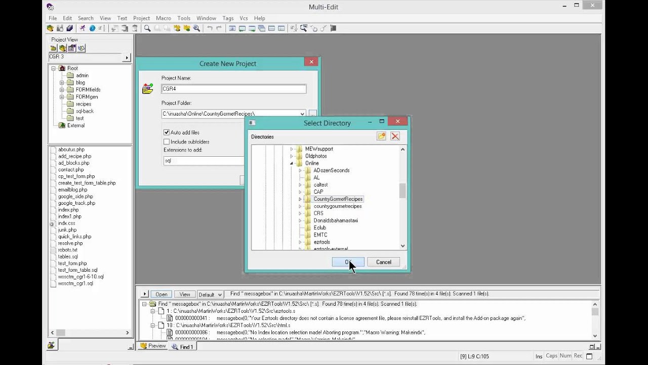 Using  Multi-Edit Project and Sessions Tutorial
