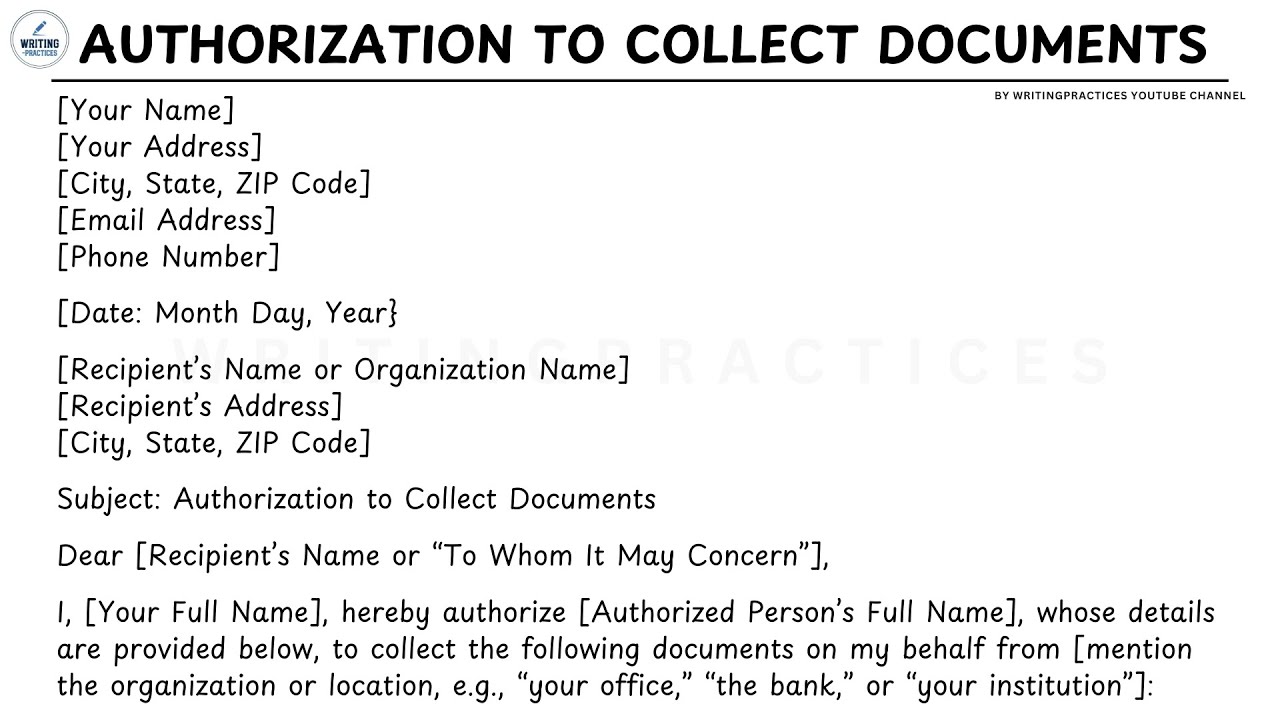 [LETTER TEMPLATE] How To Write An Authorization Letter to Collect Documents Steps Guide