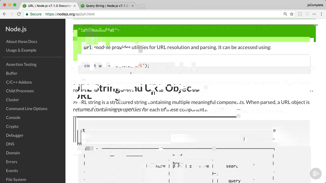 NodeJS: Parsing URLs and Query String