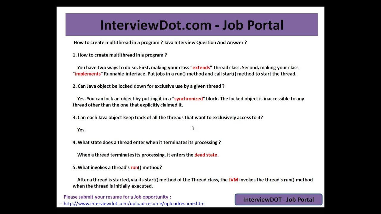 How to create multithread in a program  Java Interview Question And Answer