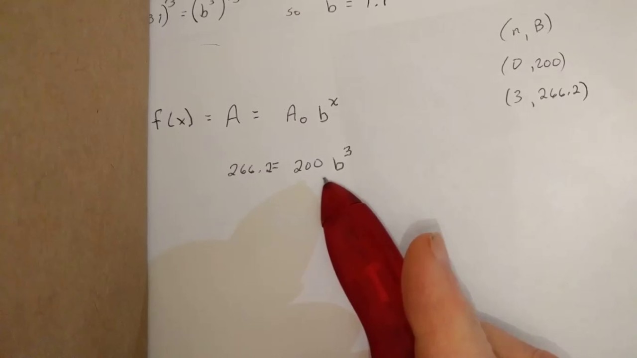 Writing exponential equations given a data table