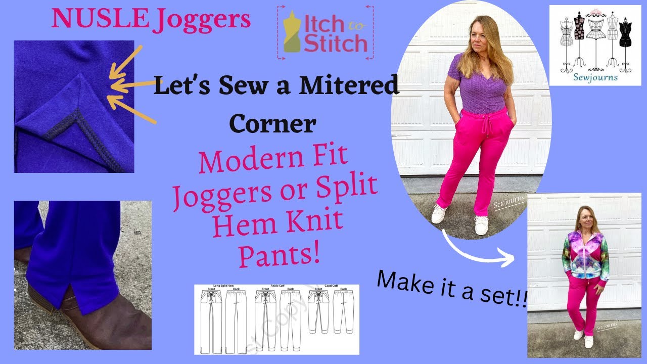 New Pattern - NUSLE Joggers - Sewing Mitered Corners on a Split Hem