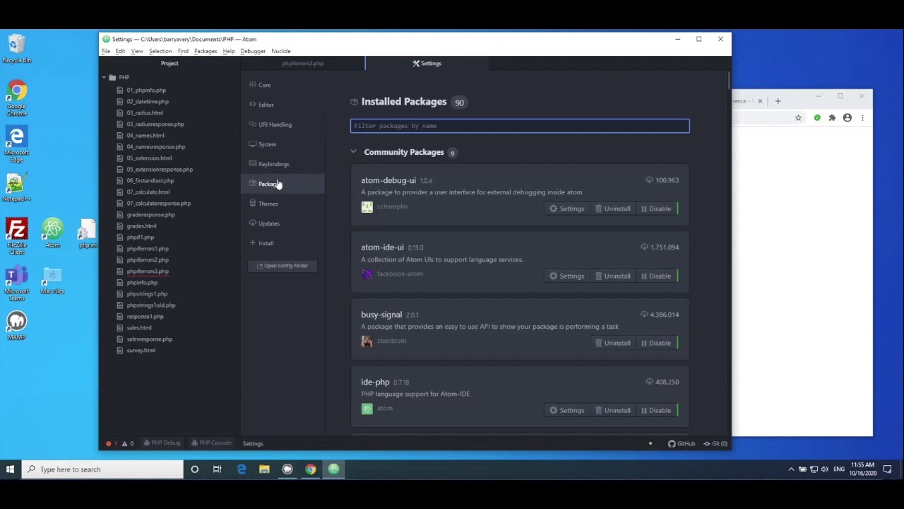 Debugging - getting syntax help from the Atom editor