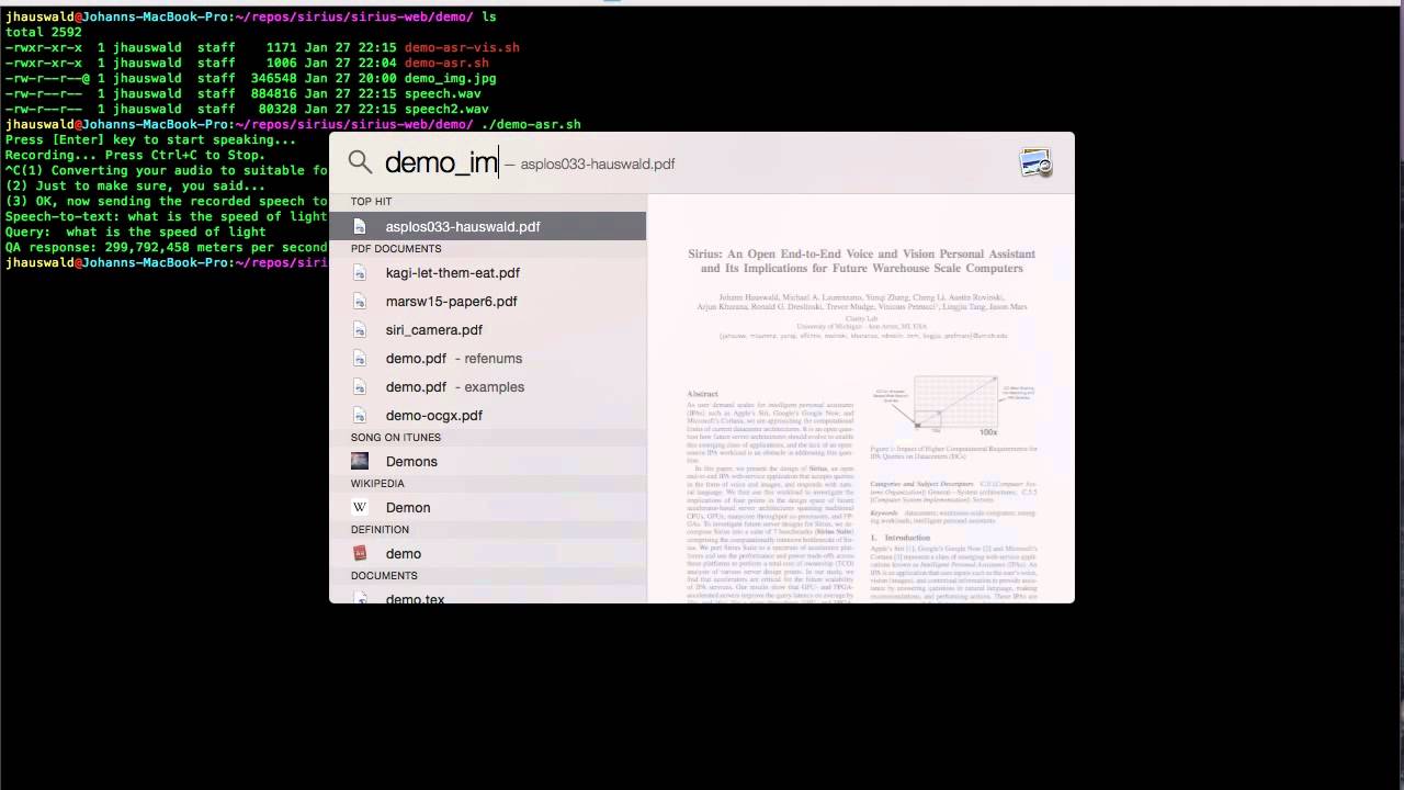 Sirius: Quick Demo (Basic Interface)