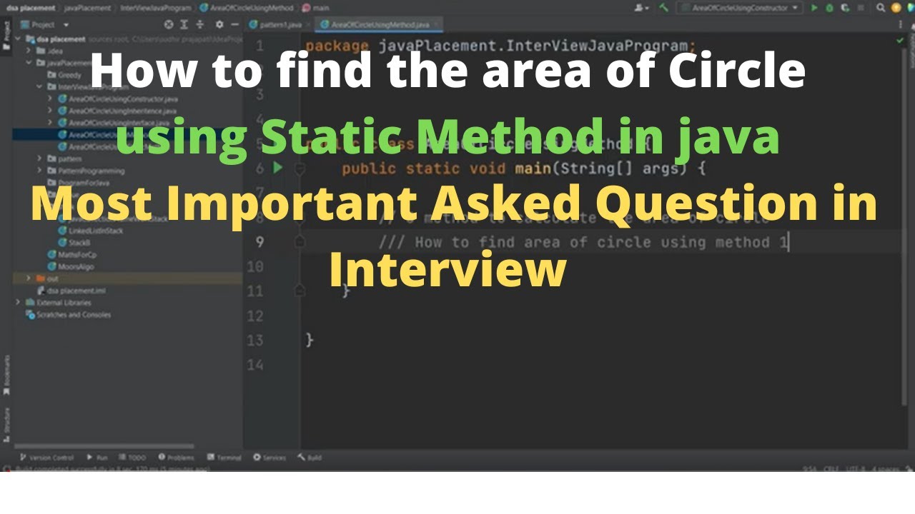 How to find area of Circle using Static Method in java |  Most Important asked question in Interview