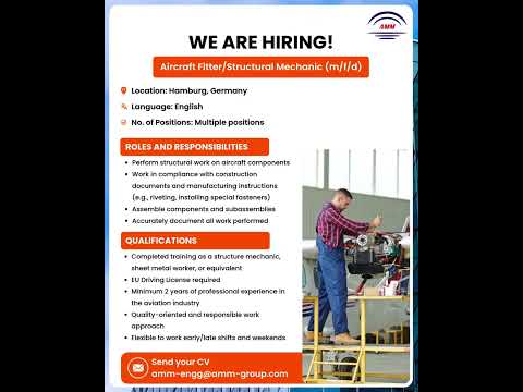 We’re #Hiring || Position: Aircraft Fitter/Structural Mechanic (m/f/d)