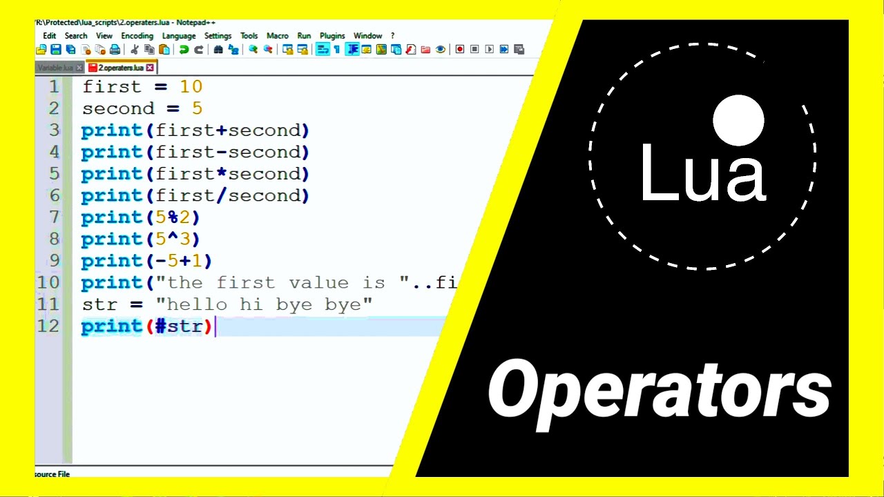 Lua Full course #3 : Operators In Lua