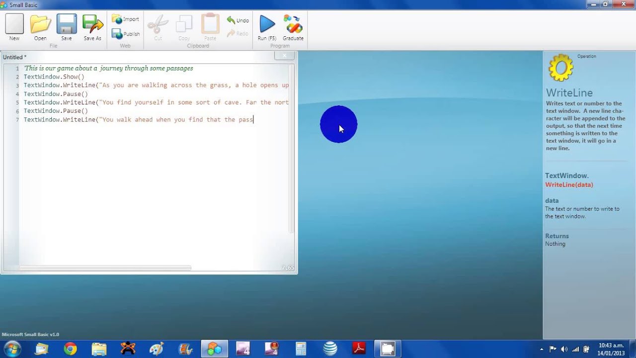 Final Small Basic Beginner Tutorial - Textwindow Project