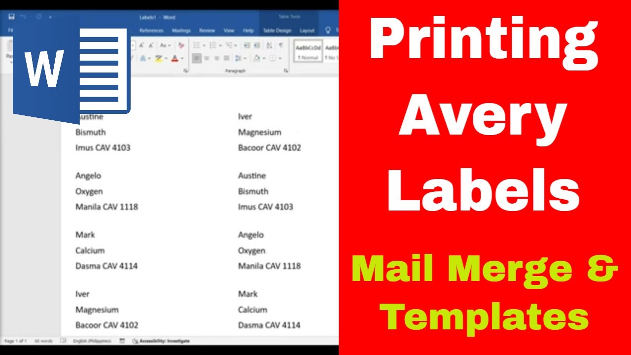 How to Print Avery Labels in Microsoft Word (Settings, Mail Merge, Templates)