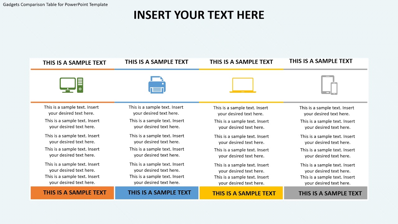 Gadgets Comparison Table for PowerPoint Template