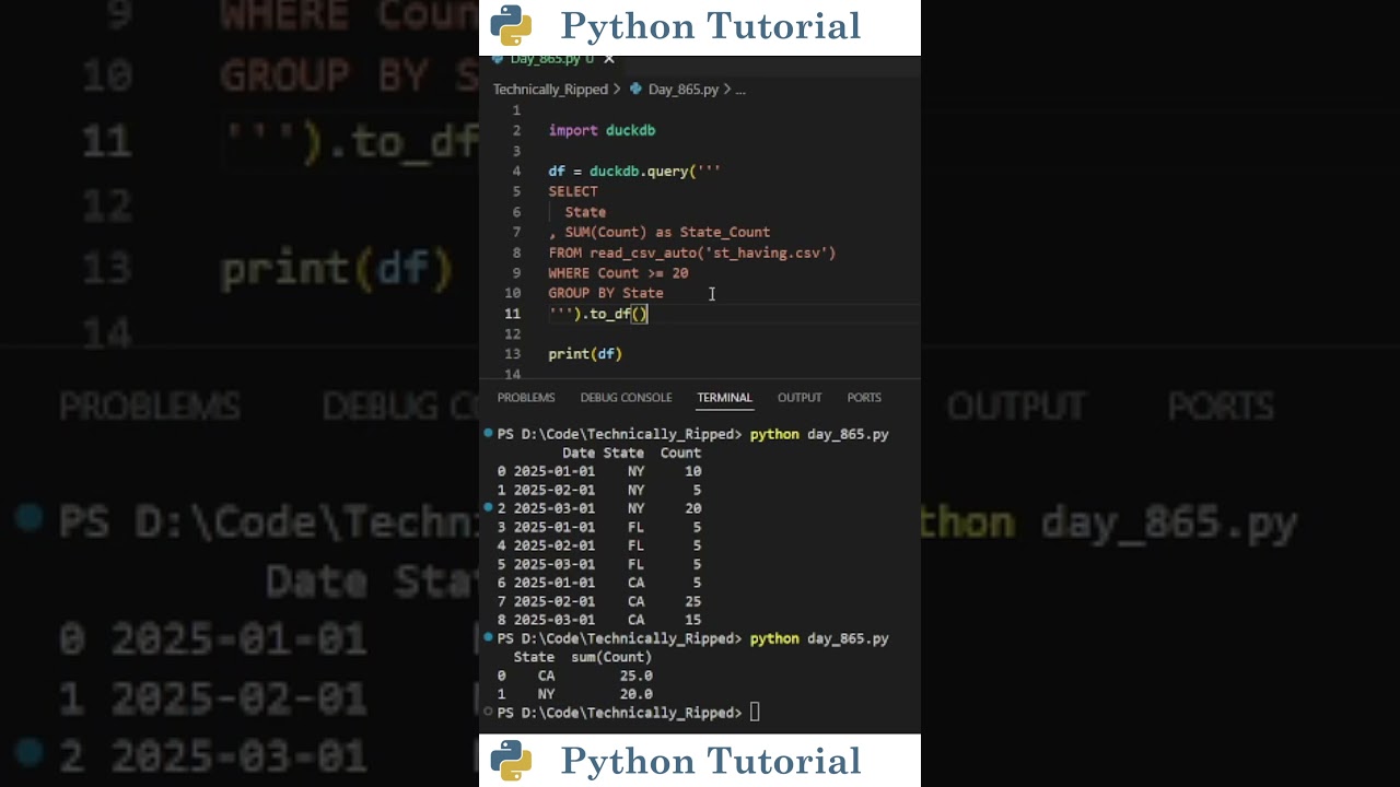 How to Use HAVING in DuckDB | Python Tutorial
