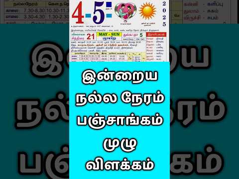04.05.25 Indraya Nalla Neram | இன்றைய நல்ல நேரம் #indrayanallaneram #nallaneram #panchangam #tamil