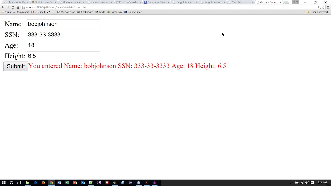 Java Programming 2 - Chapter 33 JSF part 3 - Fall 2015